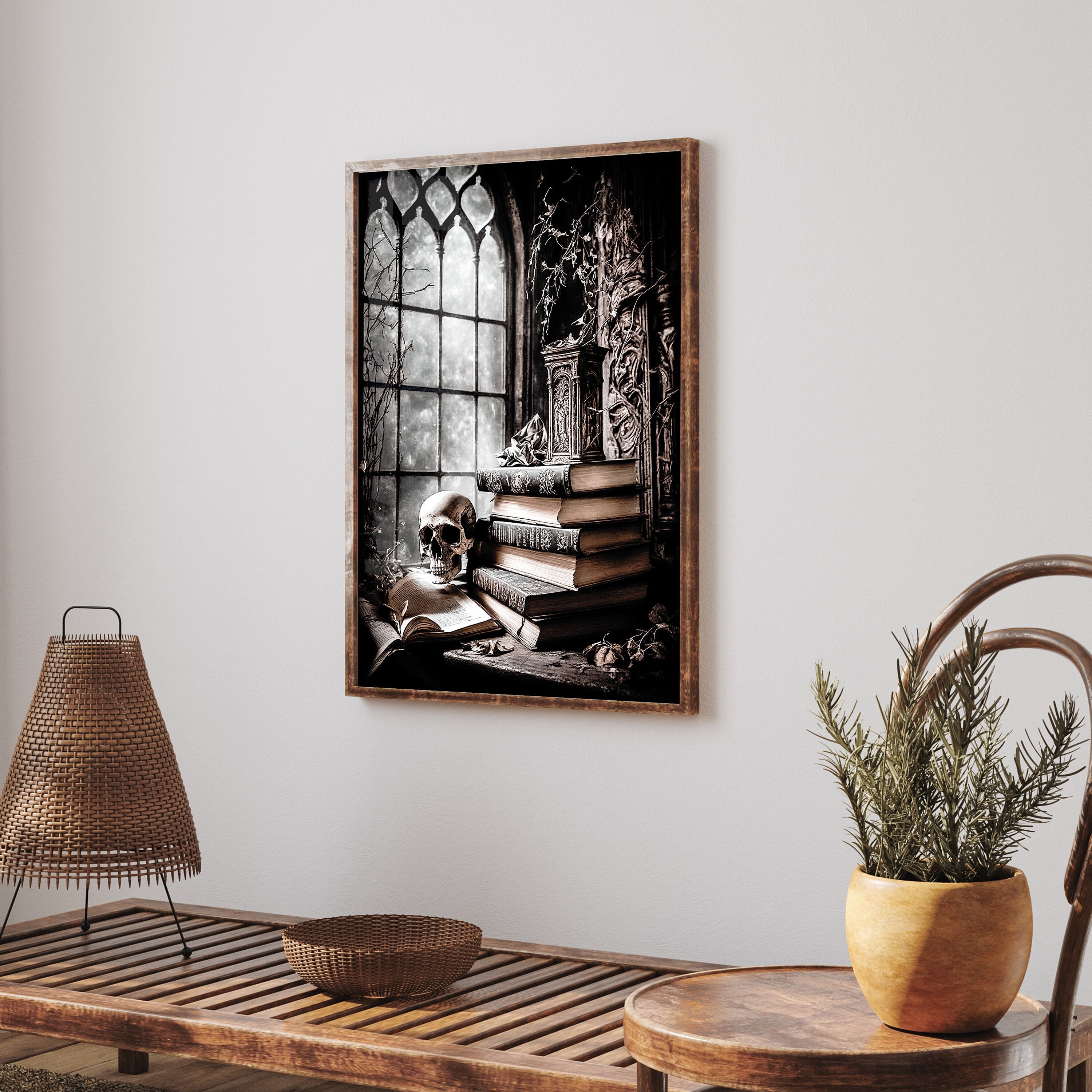 Dark Academia Wall Decor, Abandoned Gothic Library, Victorian Painting ...