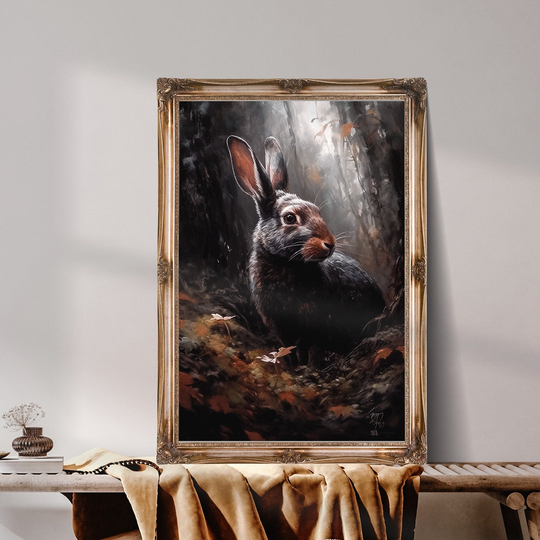 The Stinky Rabbit in the Dark Forest Print, Vintage Moody Cottagecore ...