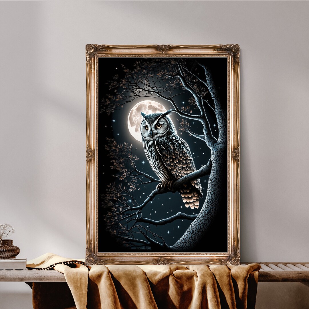 Dark Academia Owl Print, Owl Wall Art, Dark Cotttage Core Woodland ...