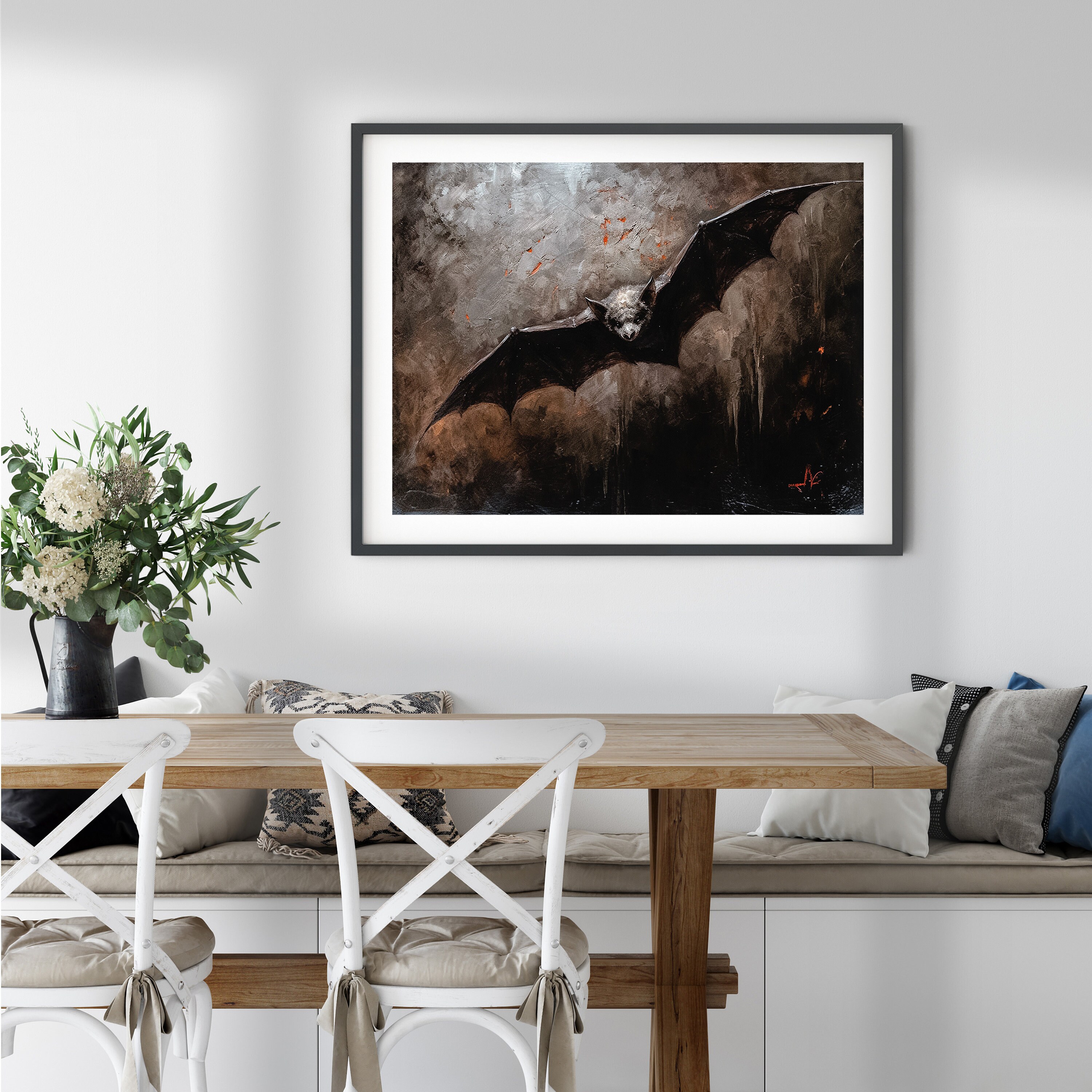 Gothic Bat Poster,dark Academia Decor, Witchy Decor, Art Halloween Wall ...