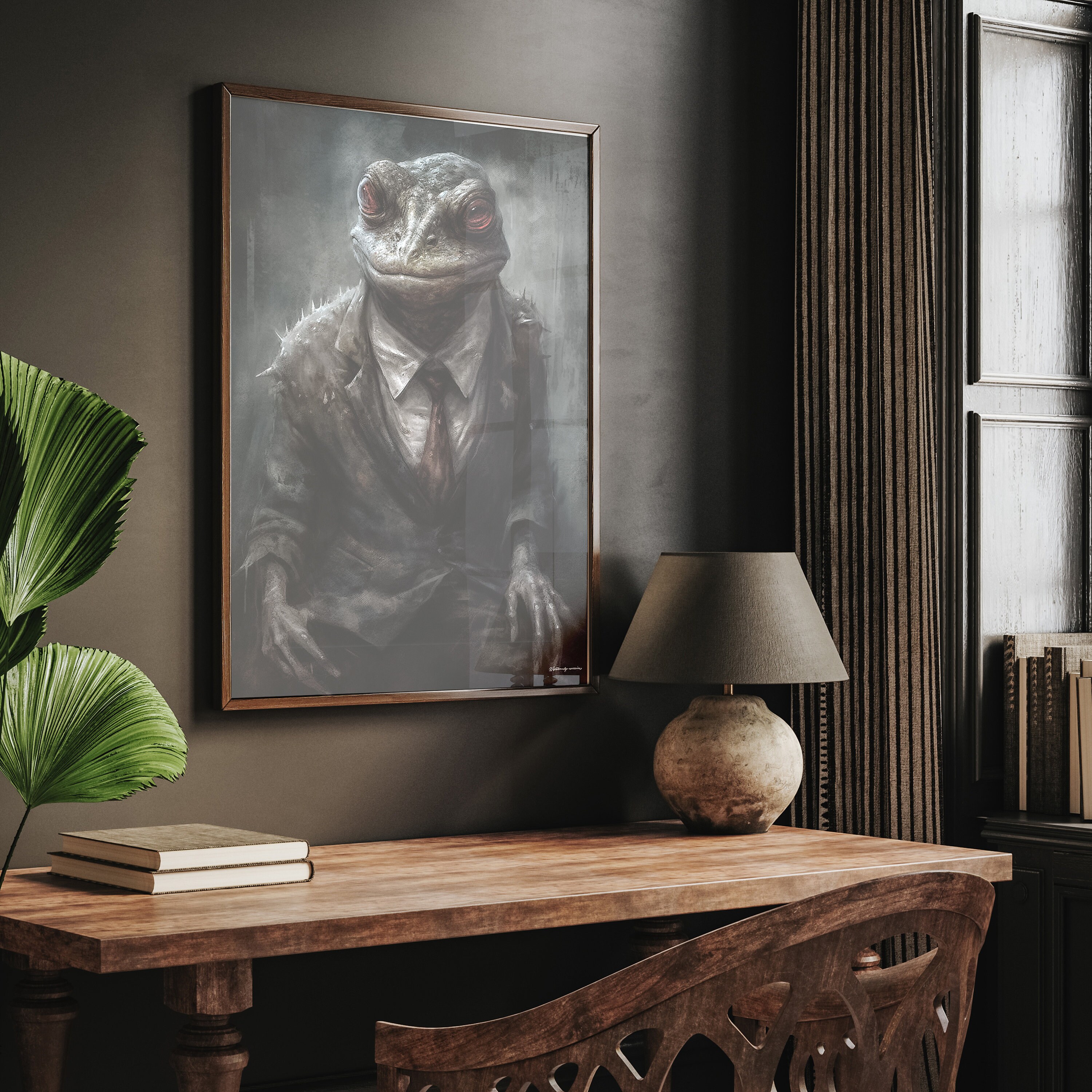 Anthropomorphic Frog Portrait, Dark Aesthetic Art, Frog Print, Frog ...