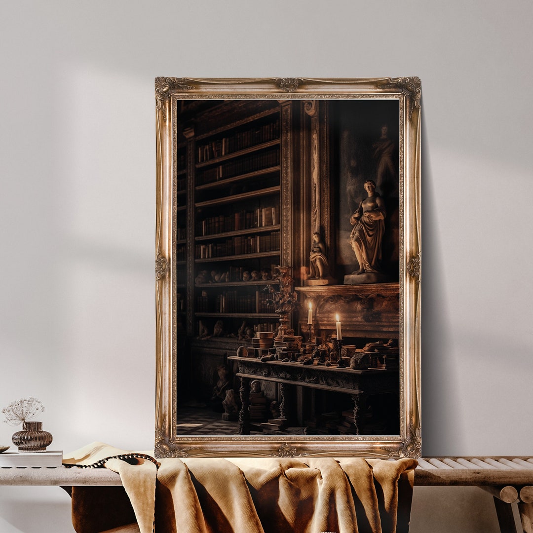 Abandoned Library, Gothic Vintage Library Wall Art, Dark Academia Decor ...