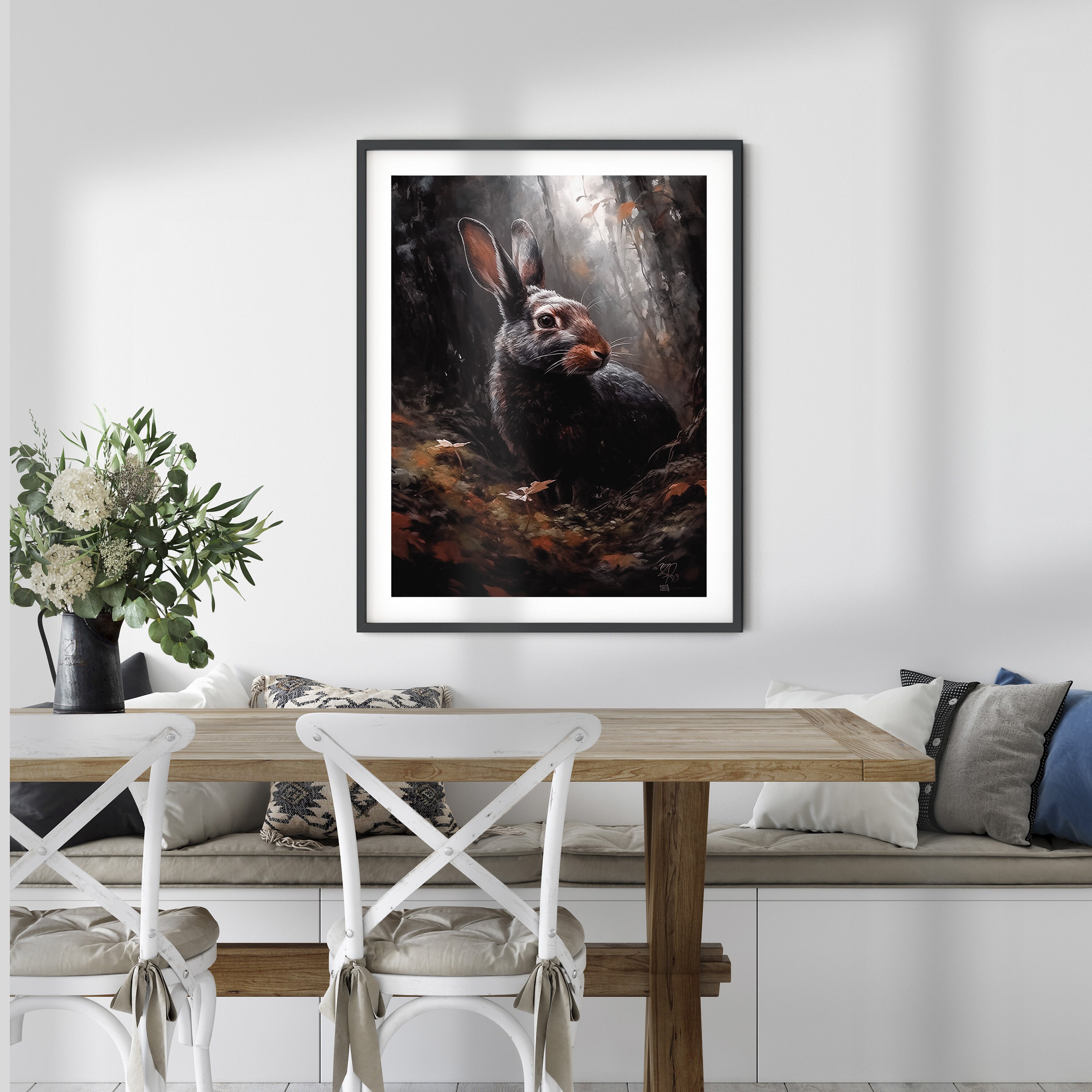 The Stinky Rabbit in the Dark Forest Print, Vintage Moody Cottagecore ...