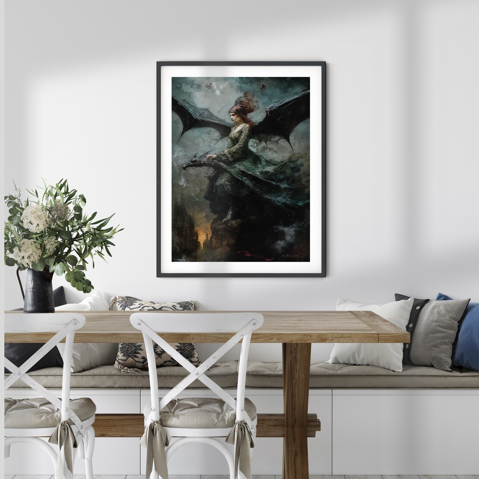 Green Witch Print, Witch on Broom Print, Bat Witch, Snake Witch Print ...