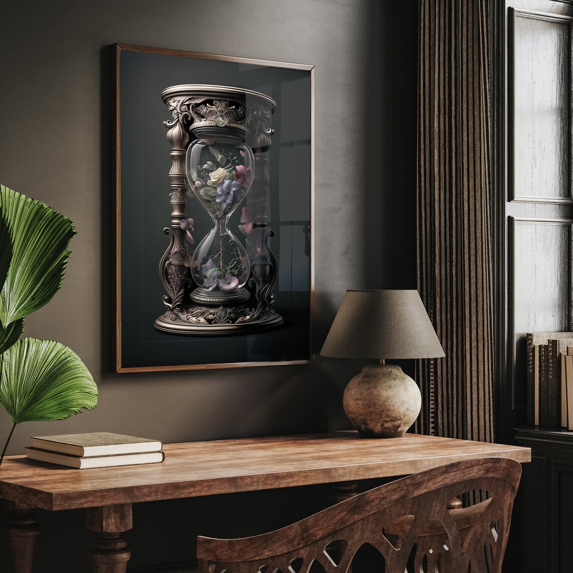 Victoria Hourglass, Gothic Wall Art, Goth Decor, Oil Painting ...