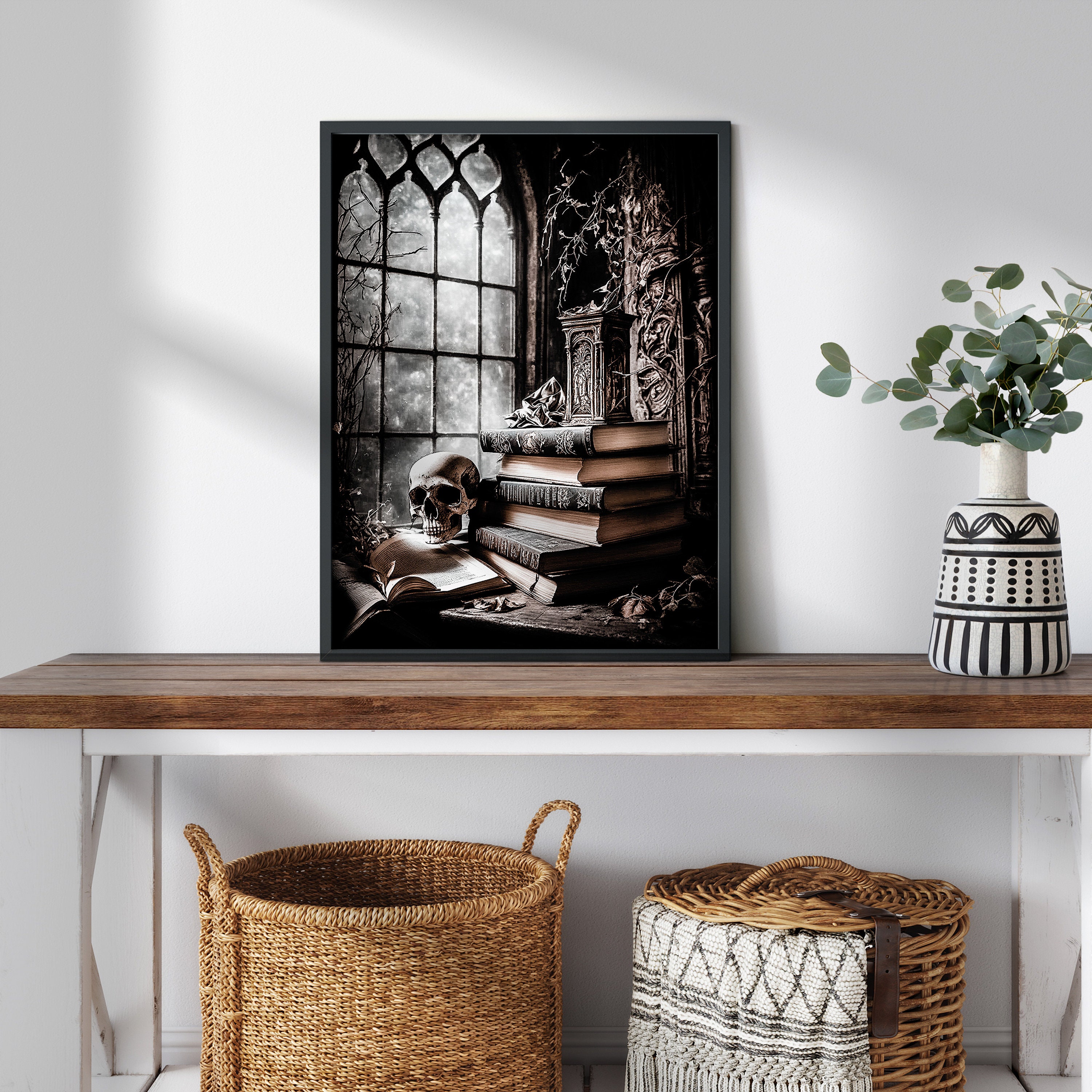 Dark Academia Wall Decor, Abandoned Gothic Library, Victorian Painting ...