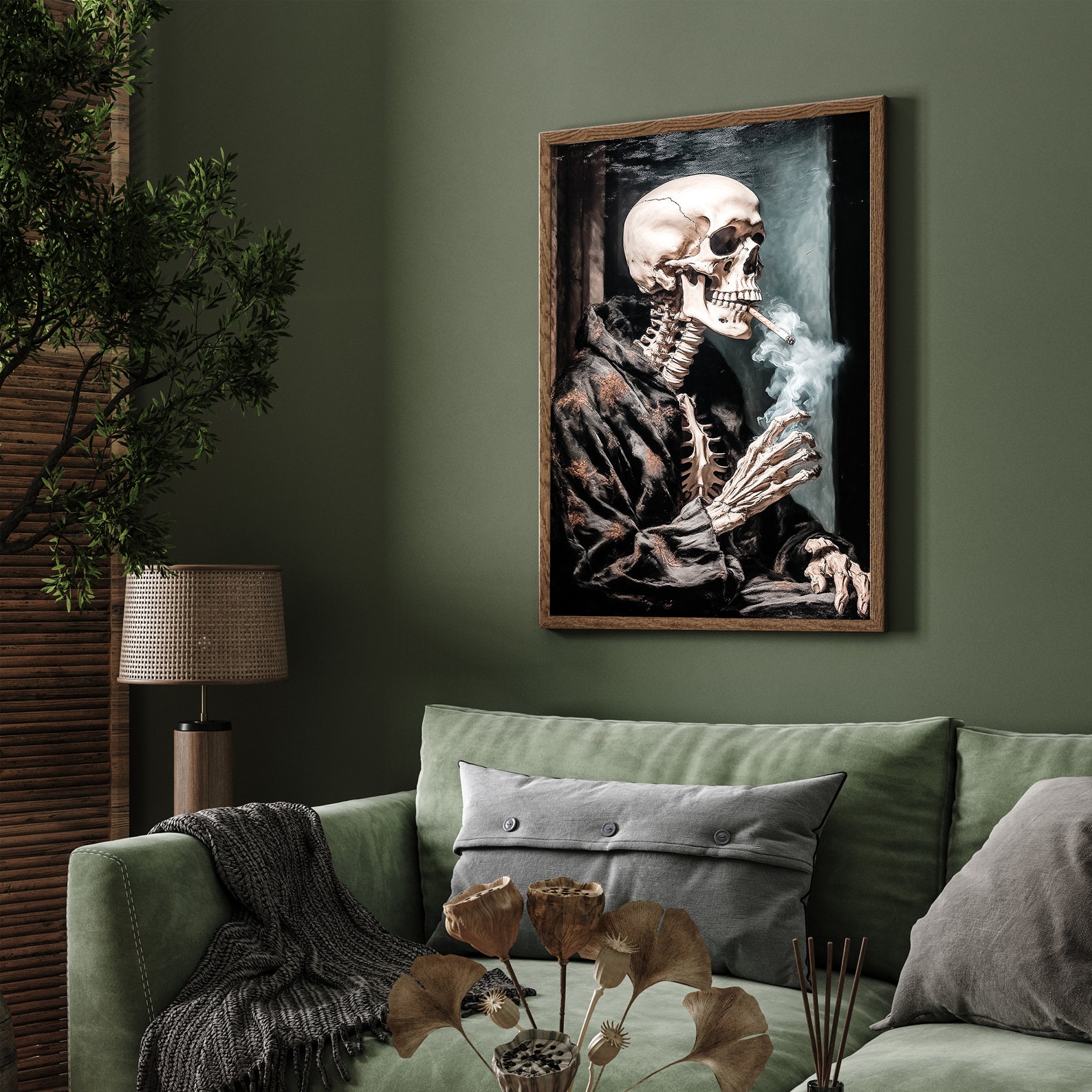 Skeleton Portrait, Gothic Skull Wall Art, Dark Cottagecore Room Decor ...