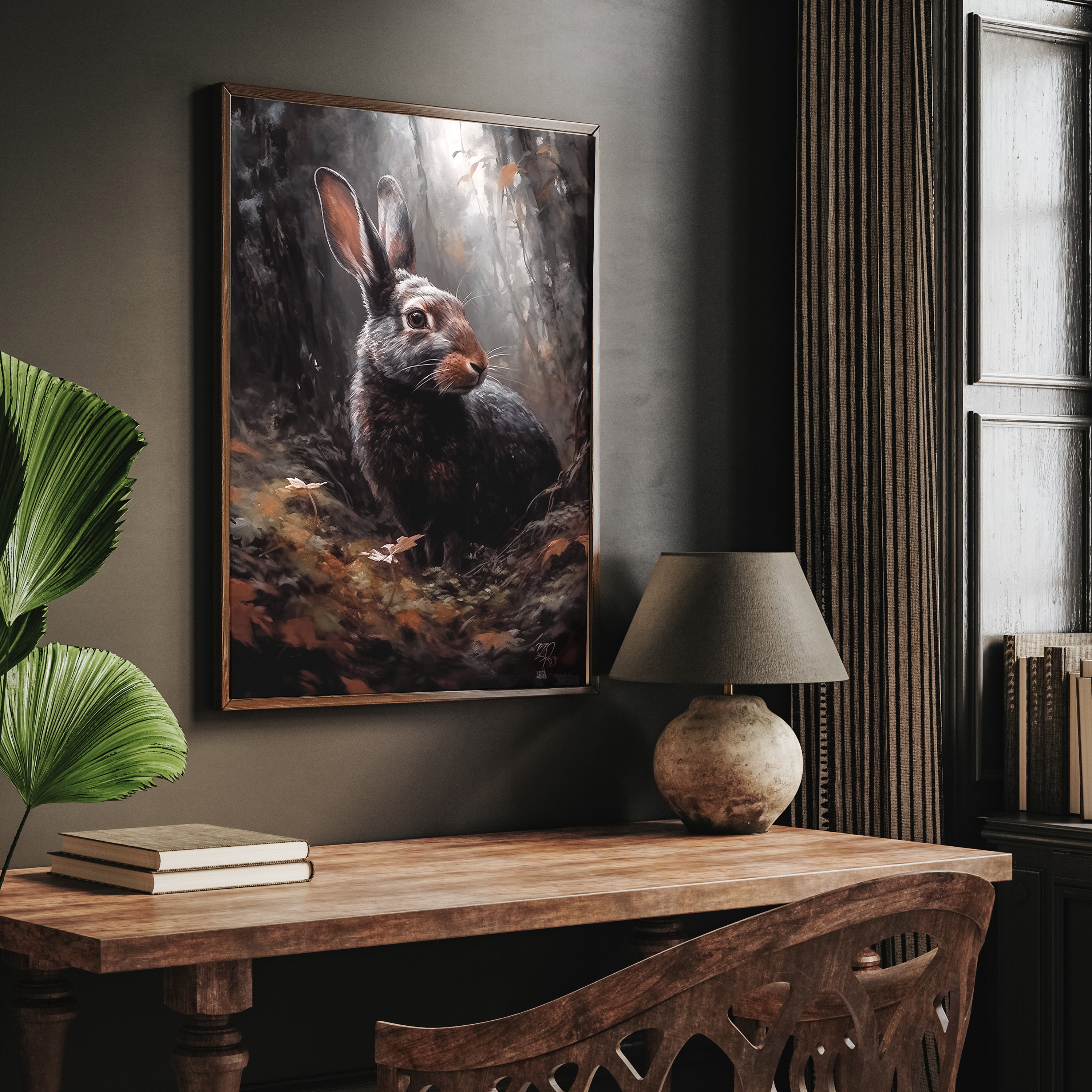 The Stinky Rabbit in the Dark Forest Print, Vintage Moody Cottagecore ...