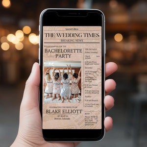 Newspaper Style Front Page Blake's Bachelorette Party CANVA Electronic ...