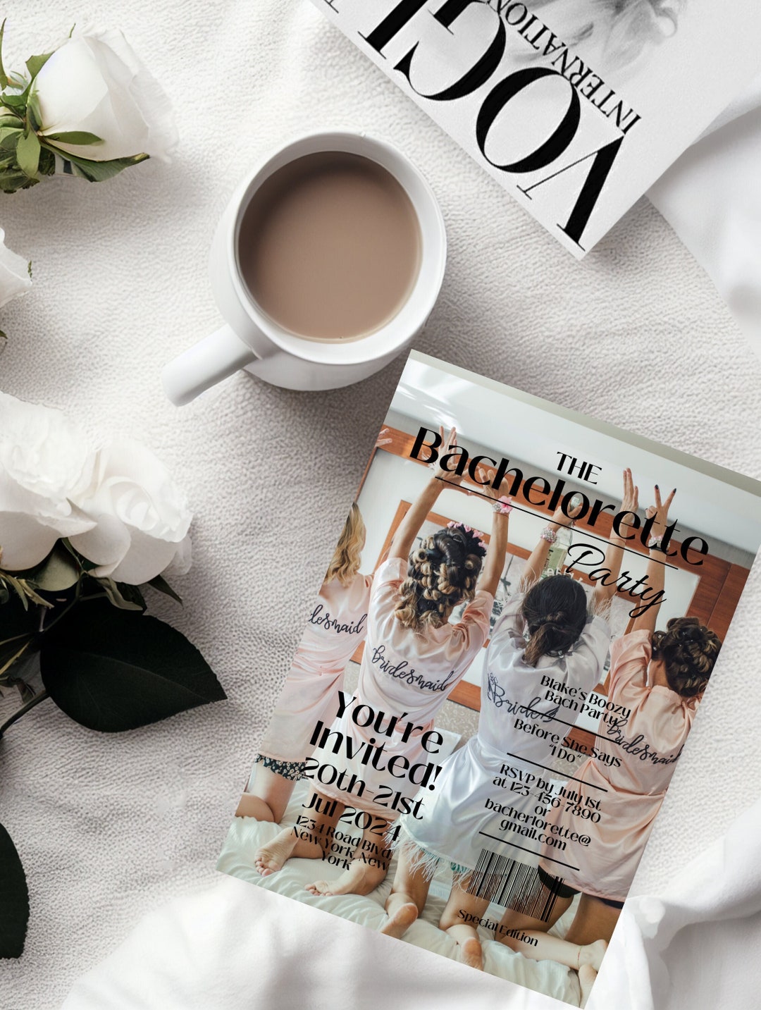 Magazine Style Blake's Bachelorette Party 5x7 CANVA Invite, Editable ...