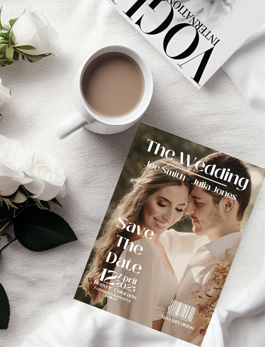 Magazine Style Front Page Jones Save the Date 5x7 CANVA Invite ...