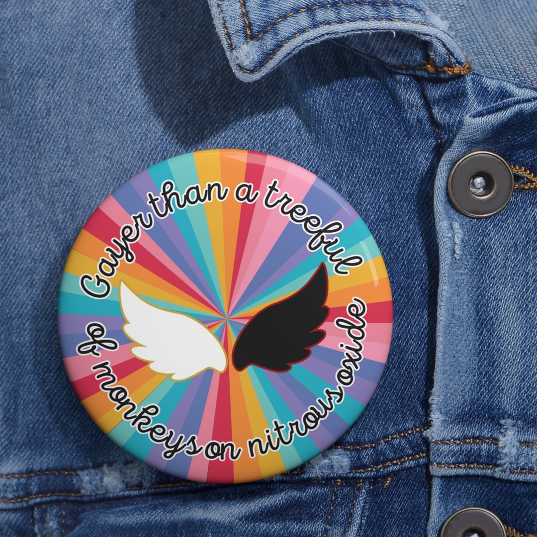 Good Omens "gayer Than A Treeful of Monkeys on Nitrous Oxide" Pin - Etsy