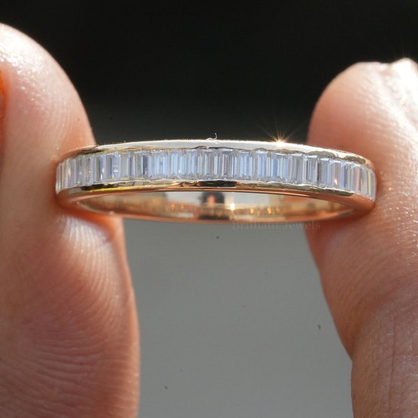 Channel Set Baguette Wedding Ring - Etsy
