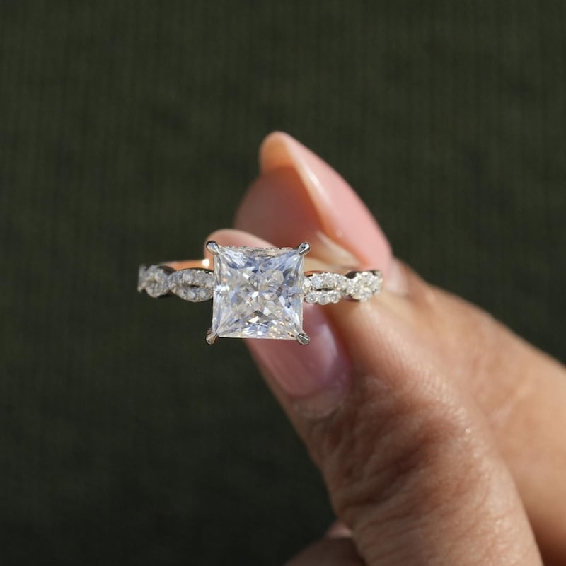 Princess Cut Solitaire Ring - Etsy