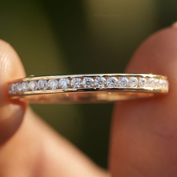Diamond Channel Set Wedding Band - Etsy