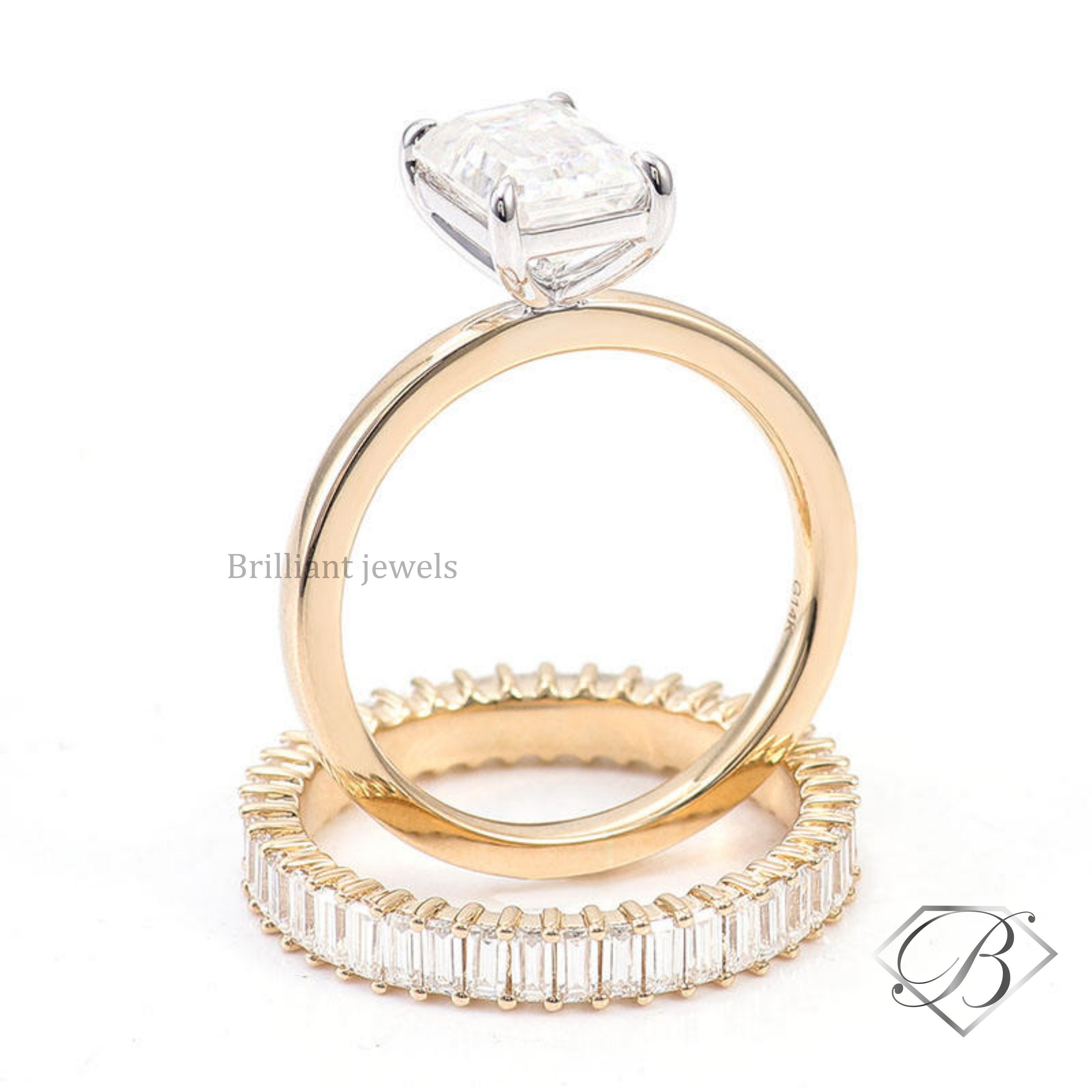 Radiant Cut Moissanite Solitaire Ring Full Eternity Ring Radiant ...