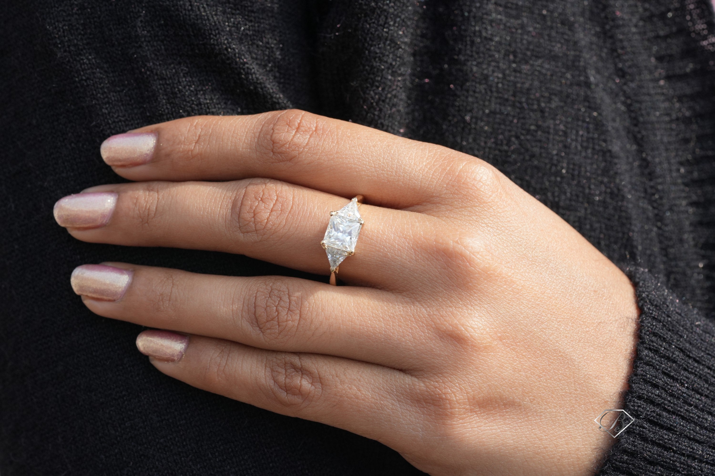 Princess Cut Three Stone Engagement Ring, 2 CT Princess Cut Moissanite ...