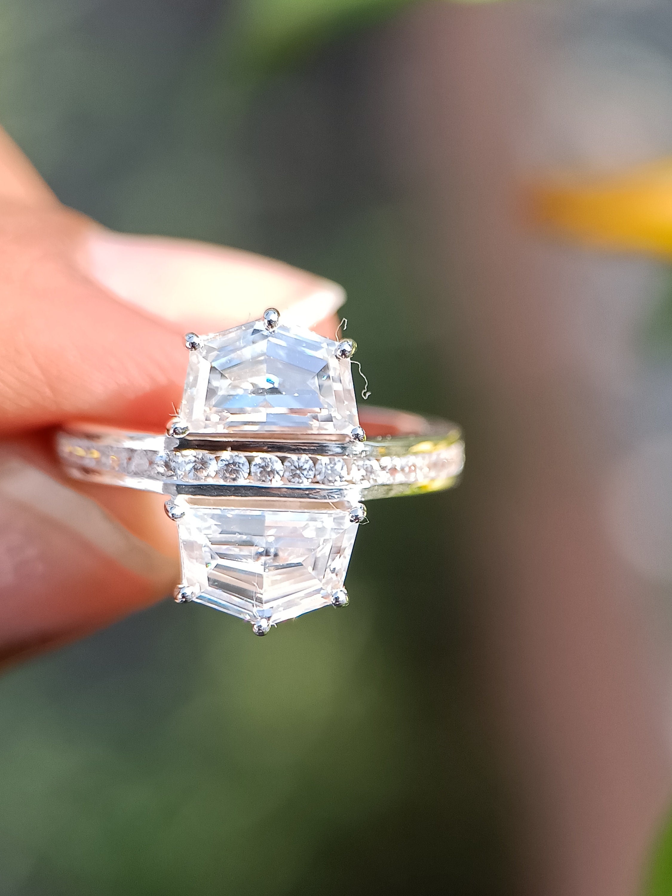Cadillac Cut Moissanite Engagement Ring 2.18CT Cadillac With Channel ...
