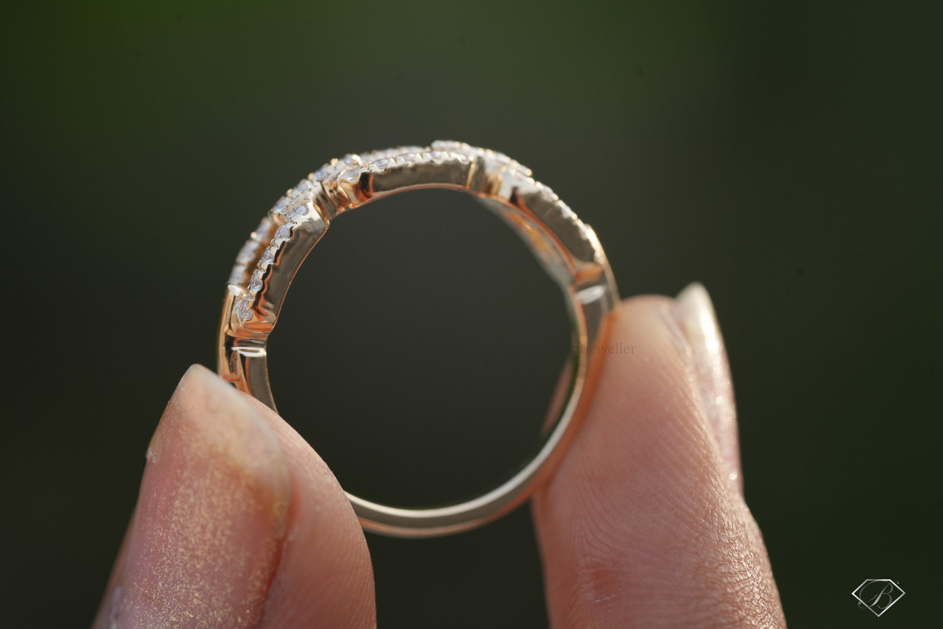 Round Diamond Open Link Ring 14k Solid Gold Cubin Link Chain Ring Women ...