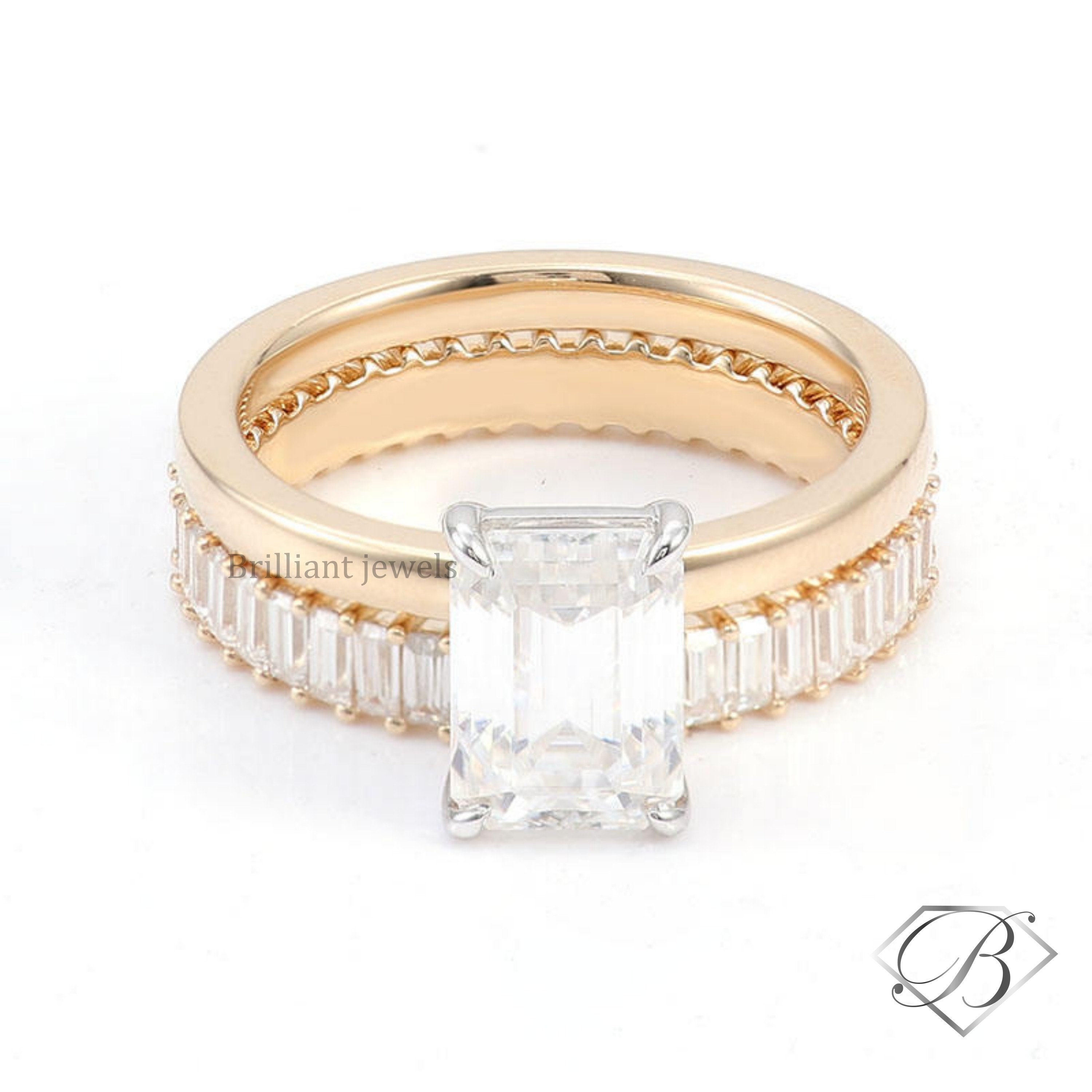 Radiant Cut Moissanite Solitaire Ring Full Eternity Ring Radiant ...