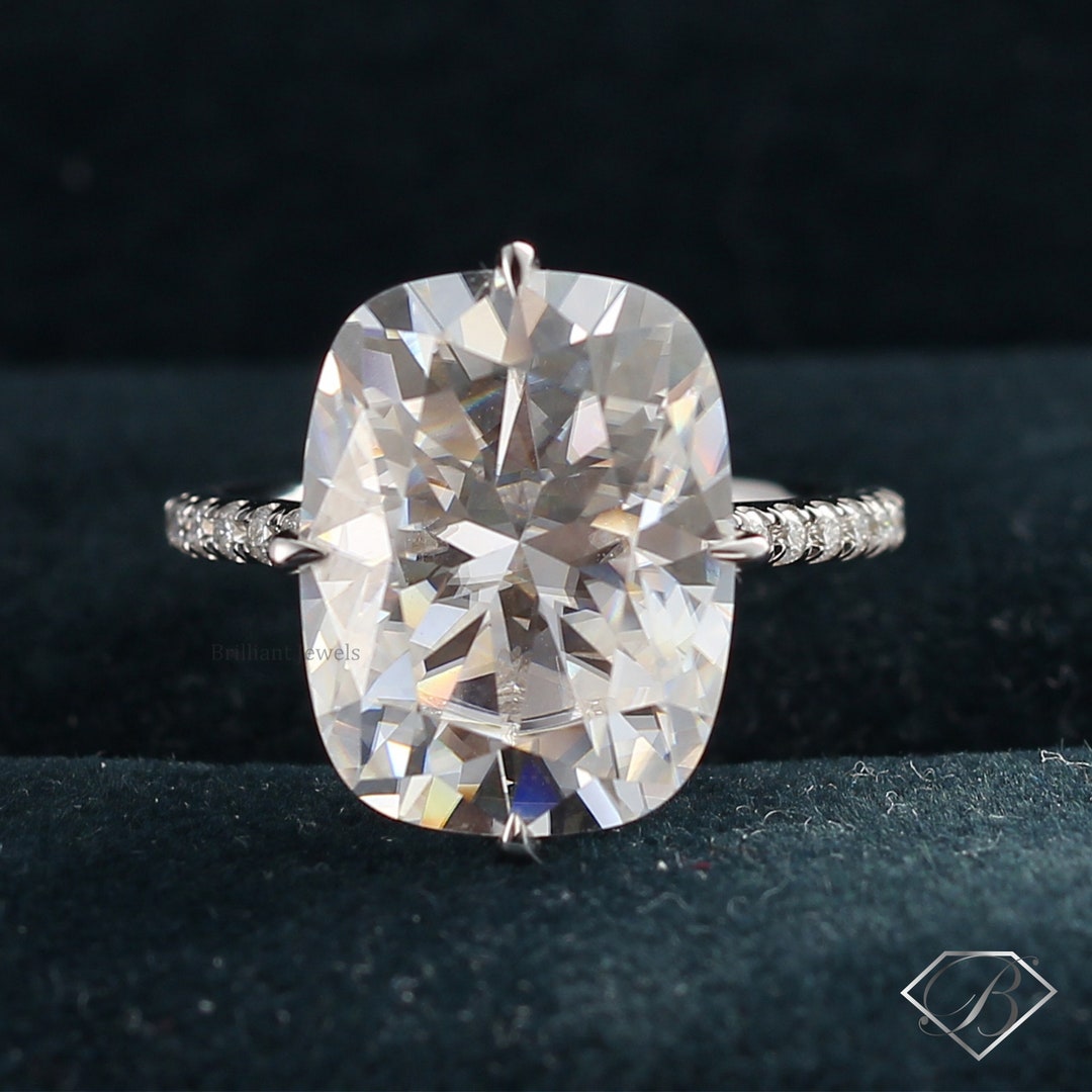 6 CT Big Elongated Cushion Engagement Ring Solitaire Elongated Cushion ...