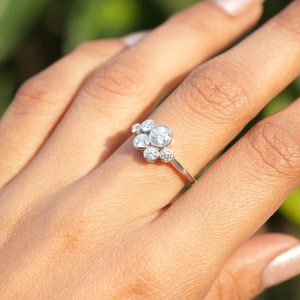 Round Cluster Two Tone Ring Iconic Cluster 14K Gold Engagement Ring ...