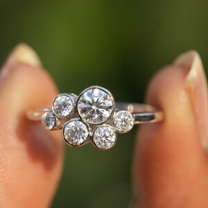 Round Cluster Two Tone Ring Iconic Cluster 14K Gold Engagement Ring ...