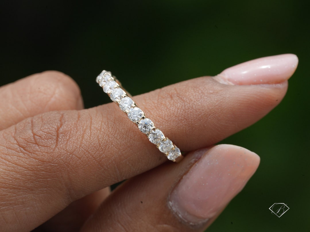 14K Yellow Gold U-shaped Wedding Band 2.5MM Round Diamond Wedding ...