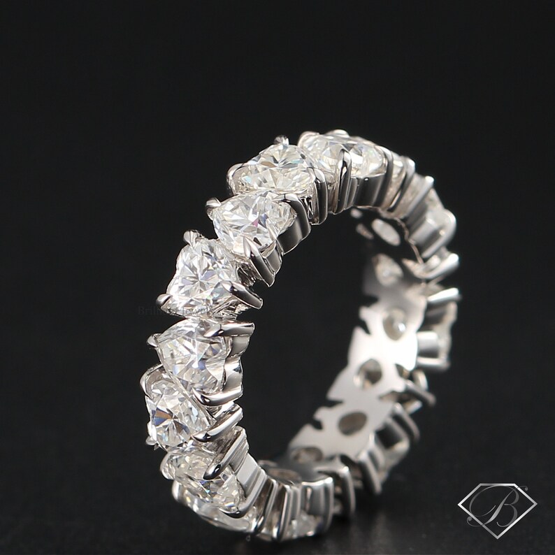 14K White Gold Gorgeous Heart Cut Diamond Wedding Band Full Eternity ...