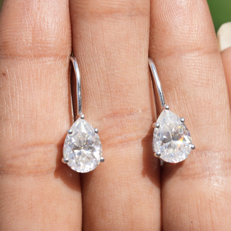 Pear Shaped Diamond Drop Earrings - Etsy