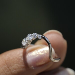 14K Solid Gold Curved Wedding Band Wave Stacking Ring Deep Curved Contour Band for Solitaire ...