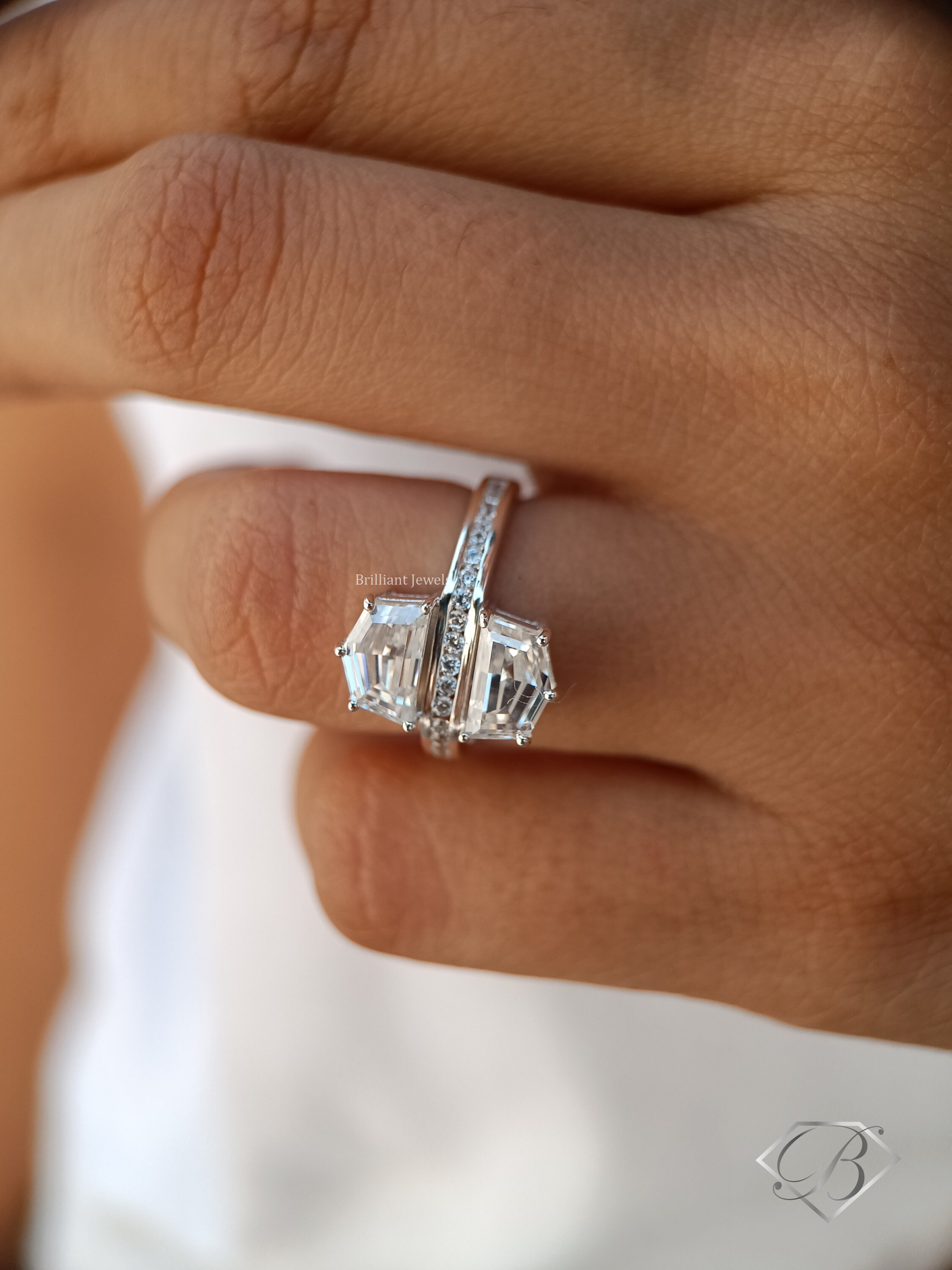 Cadillac Cut Moissanite Engagement Ring 2.18CT Cadillac With Channel ...