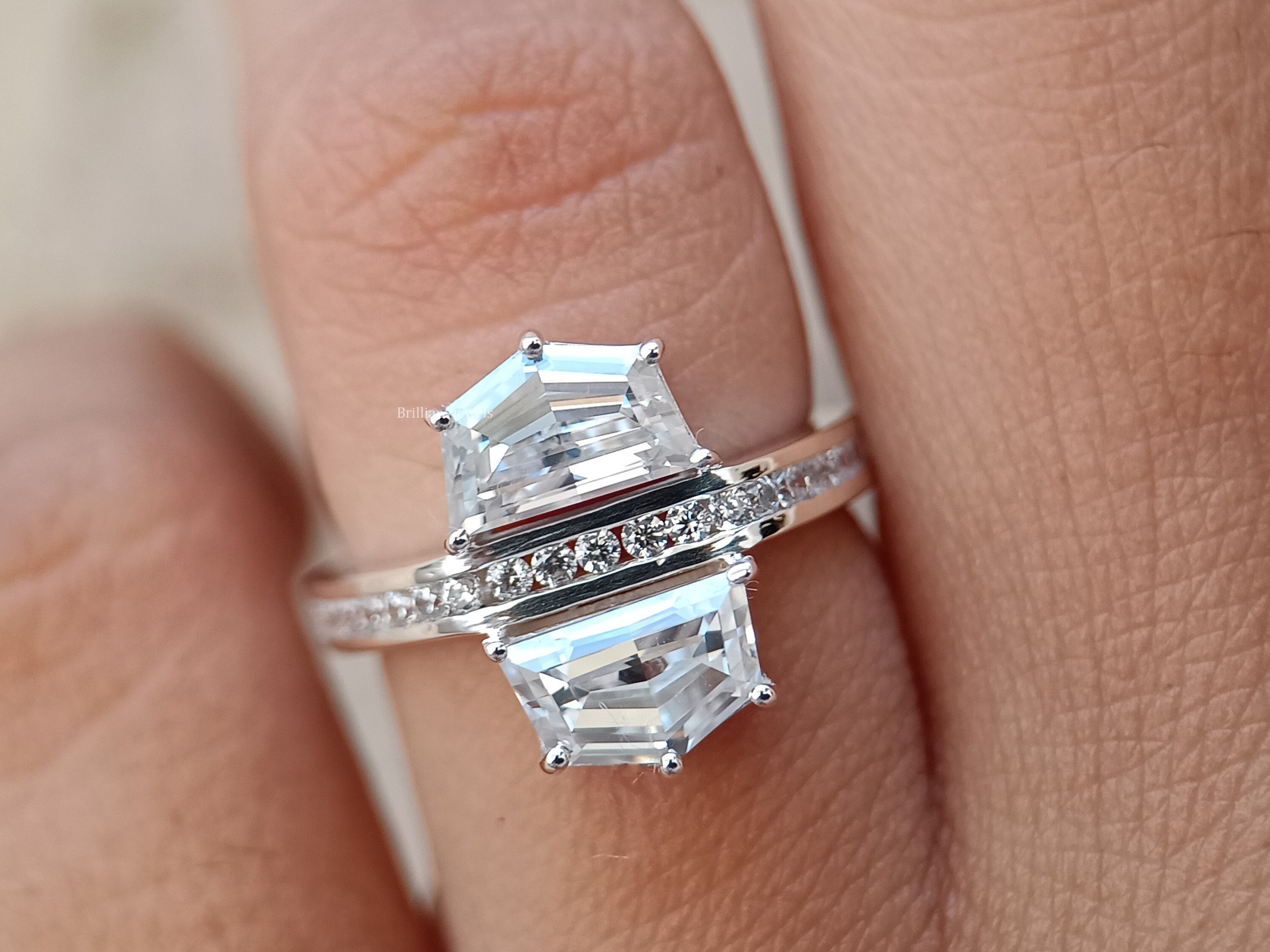 Cadillac Cut Moissanite Engagement Ring 2.18CT Cadillac With Channel ...