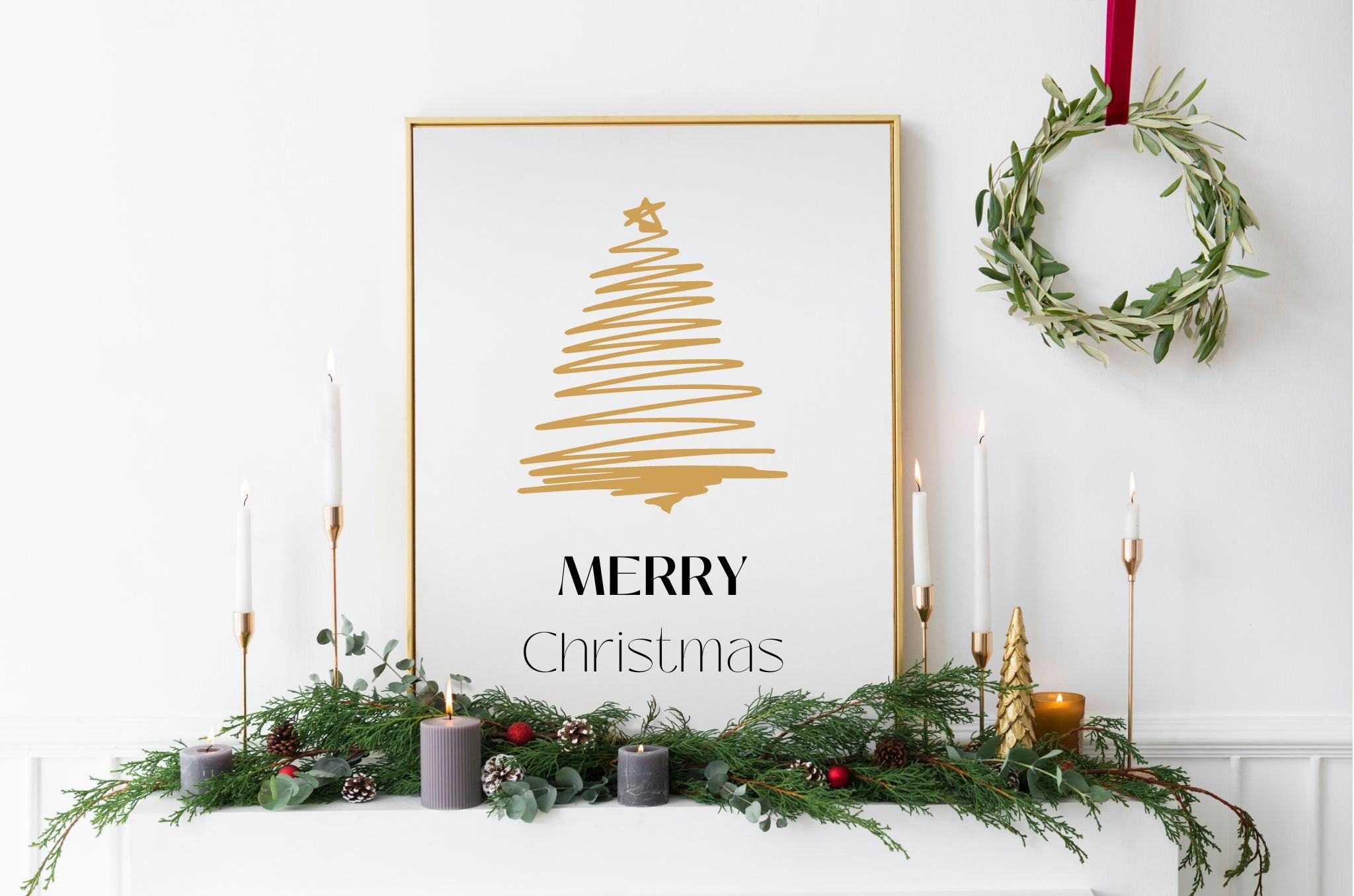 Merry Christmas Printable Sign - Etsy