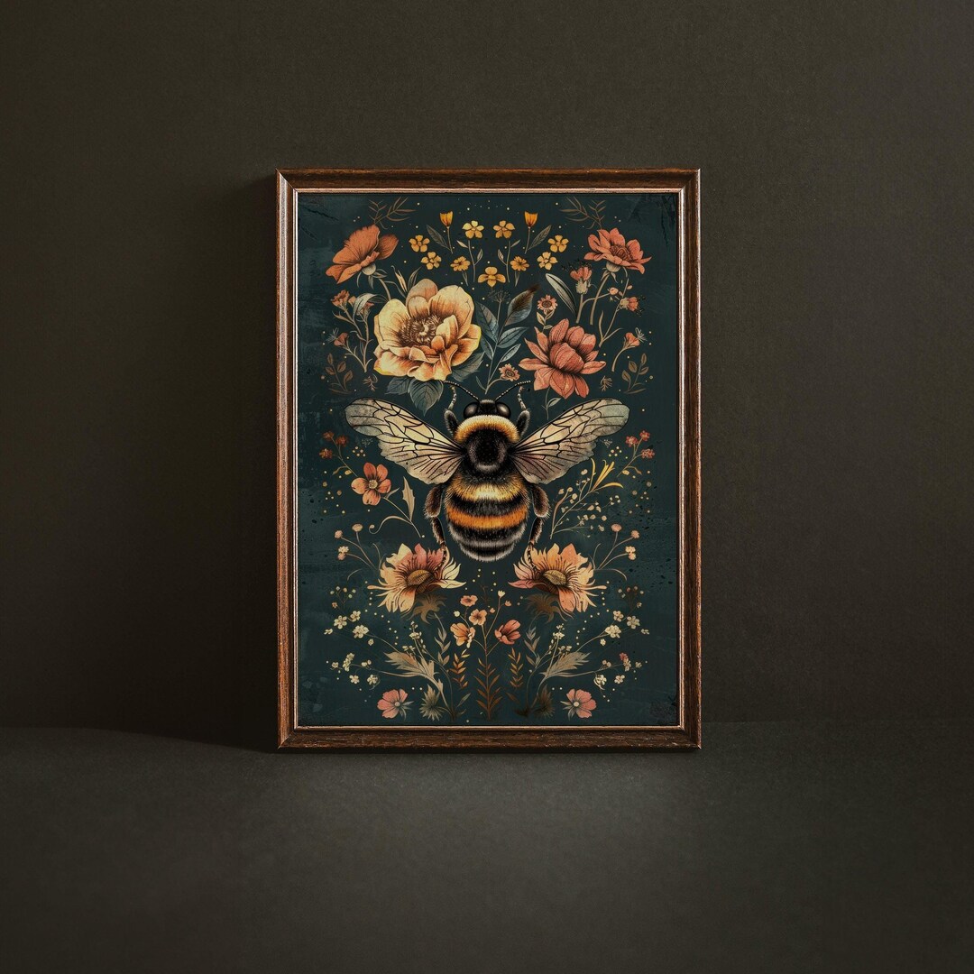 Poster Bee and Flowers - Etsy
