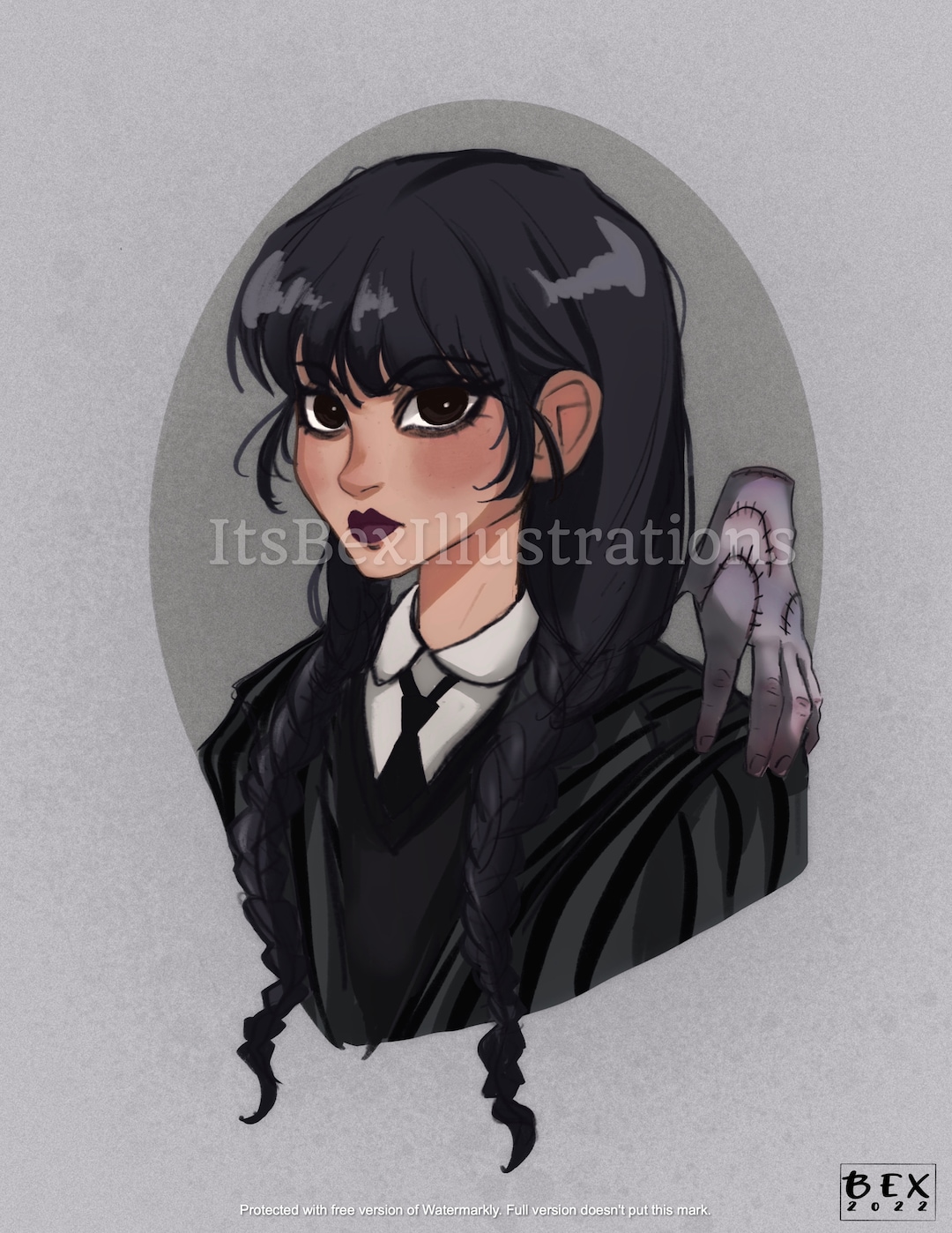 Wednesday Addams Art - Wednesday Art Print - Wednesday and Thing Art - Etsy