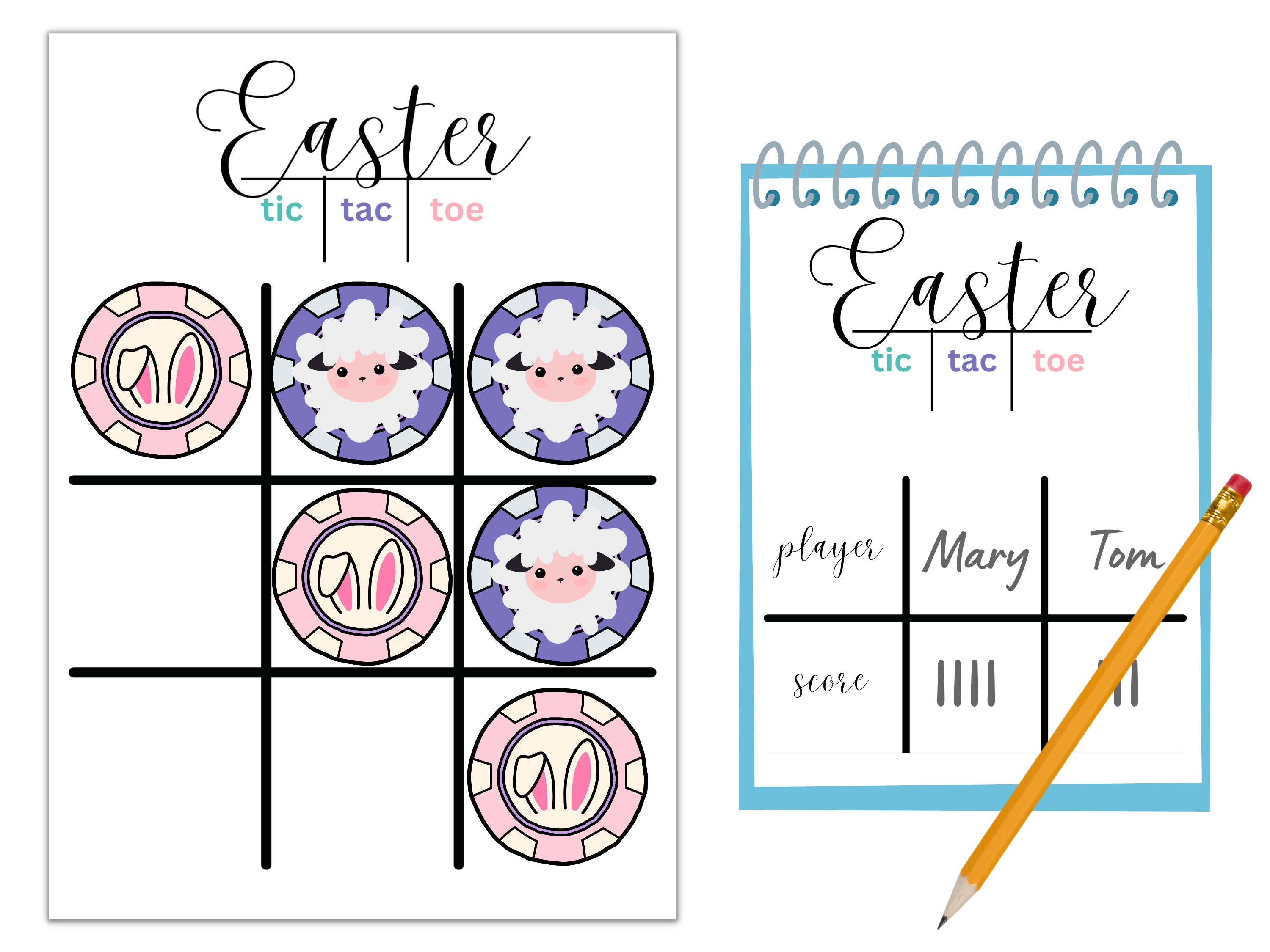 Easter Game, Tic Tac Toe, Printable Easter Game, Spring Game for Kids ...