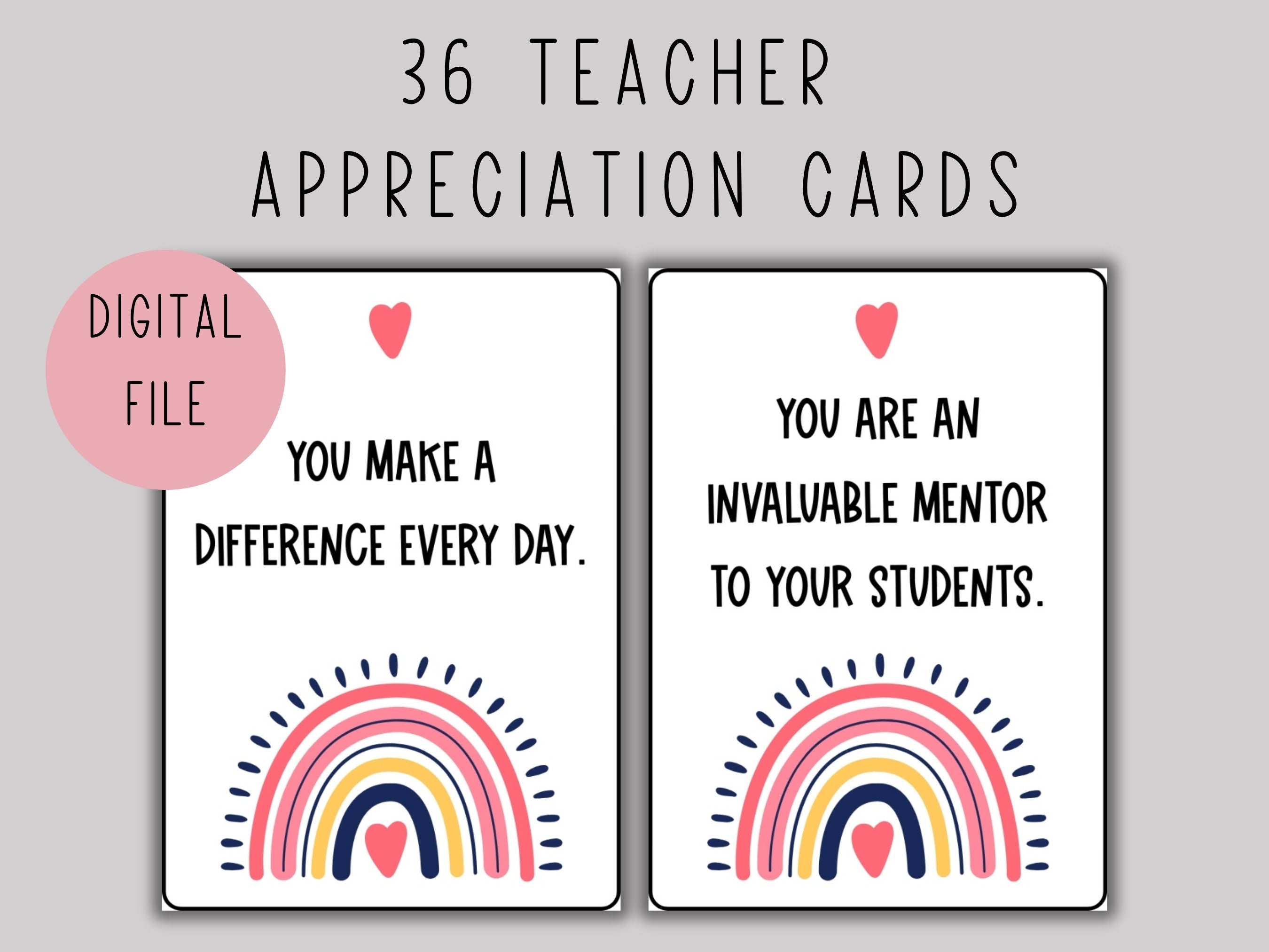 Teacher Appreciation Cards, Printable Affirmation Notes, Thank You ...