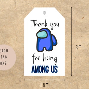Among Us Gift Tags, Printable Tags, Thank You Gift Tags, Among Us Gifts ...