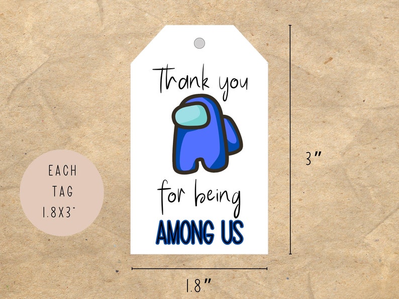 Among Us Gift Tags, Printable Tags, Thank You Gift Tags, Among Us Gifts ...