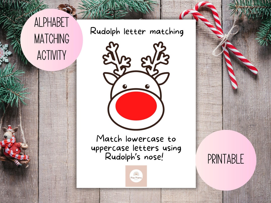 Alphabet Matching Activity, Christmas Worksheet Kids, Rudolph Activity ...