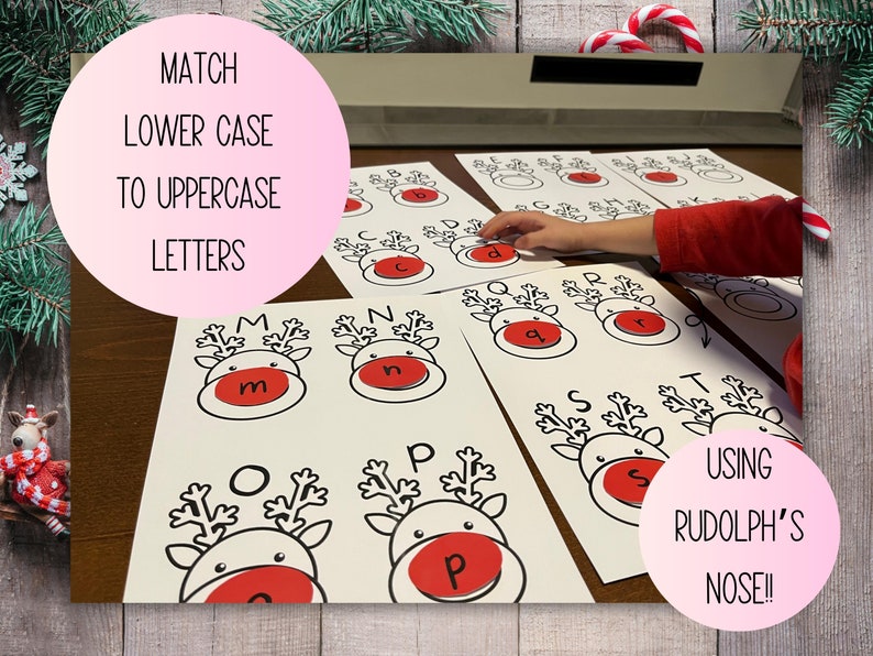 Alphabet Matching Activity, Christmas Worksheet Kids, Rudolph Activity ...