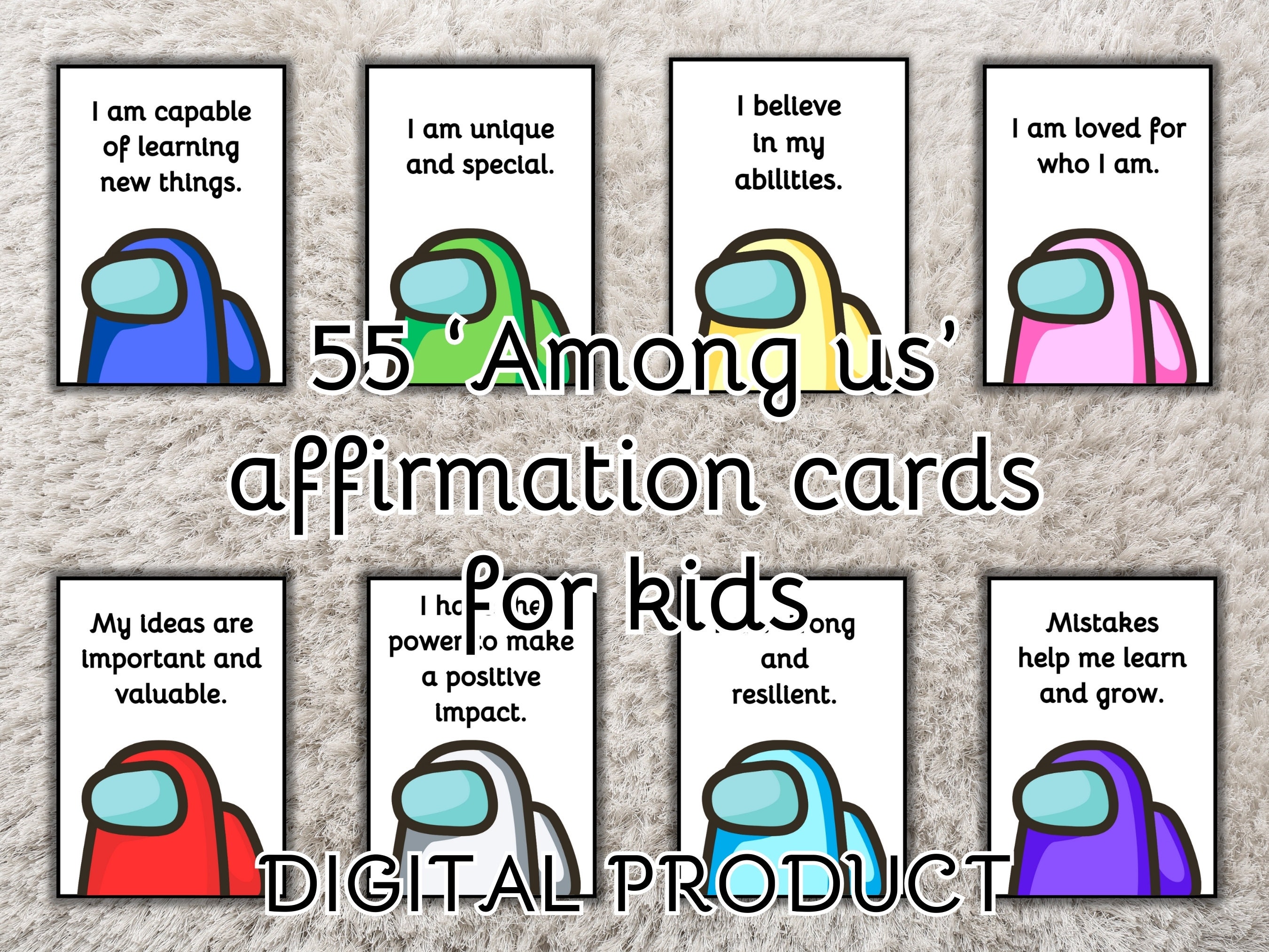Affirmation Cards for Kids, Among Us Printables, Positive Cards ...