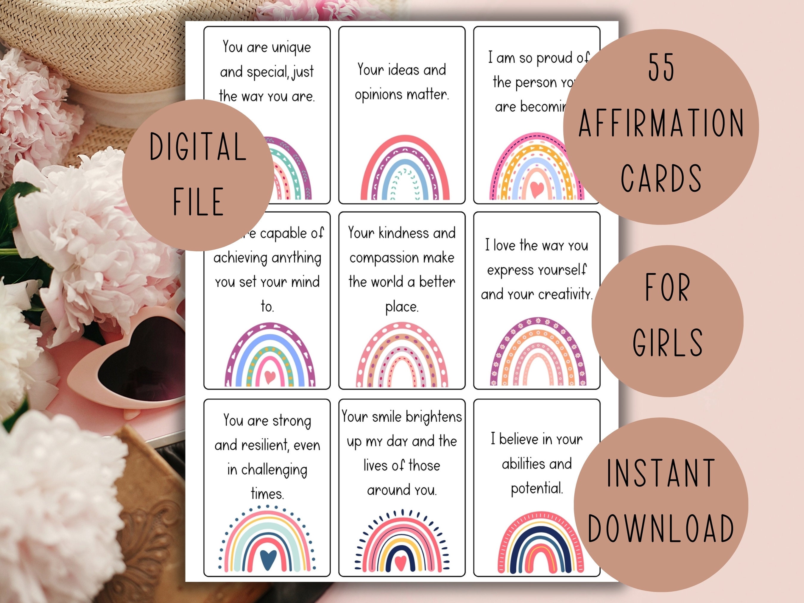 Affirmation Cards for Girls, Positive Quote Cards, Pre-teen Self Esteem ...