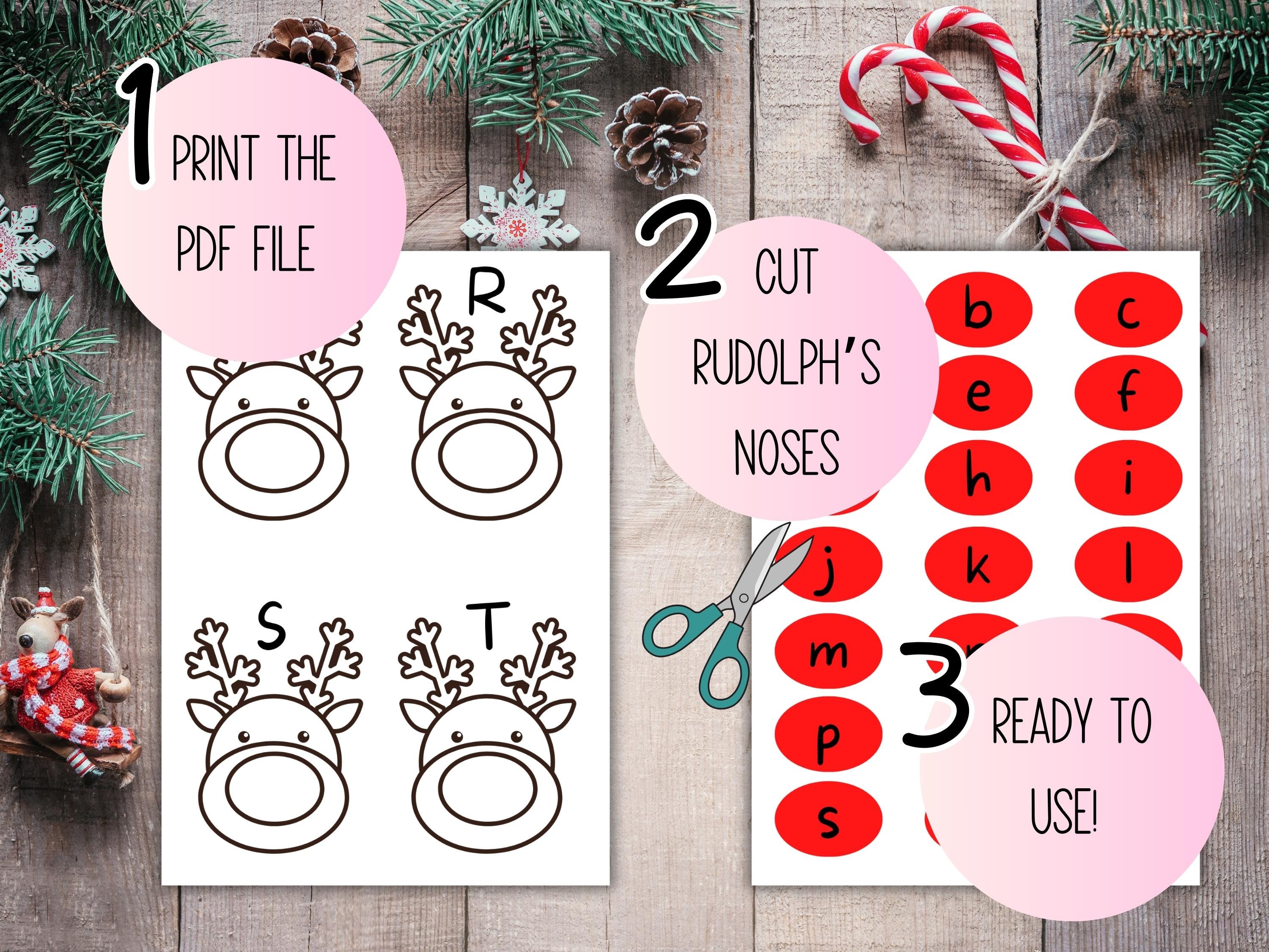 Alphabet Matching Activity, Christmas Worksheet Kids, Rudolph Activity ...