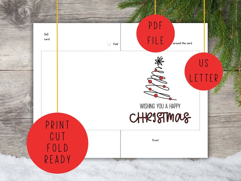 Printable Christmas Card With Printable Envelope Square Card - Etsy