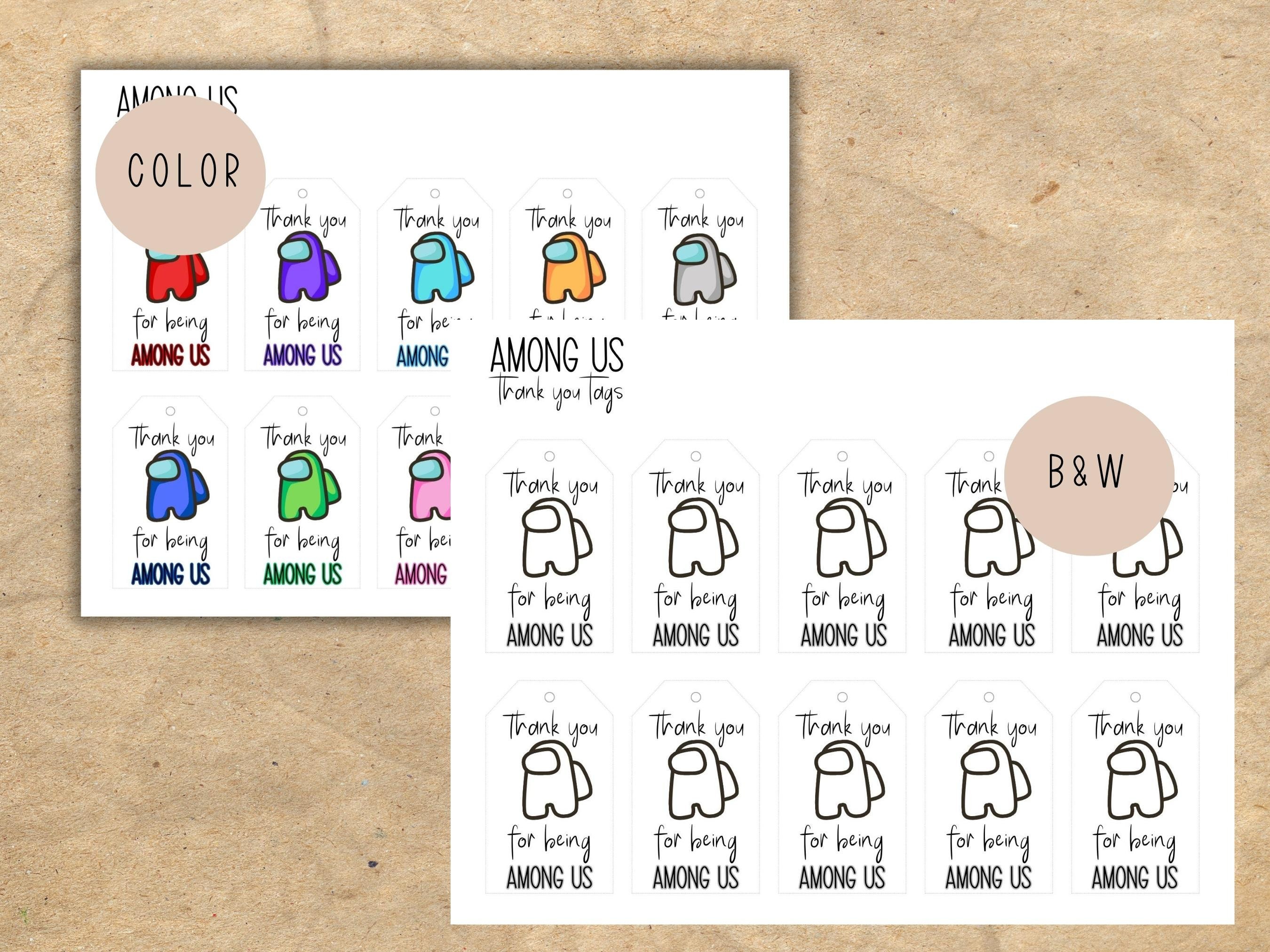 Among Us Gift Tags, Printable Tags, Thank You Gift Tags, Among Us Gifts ...
