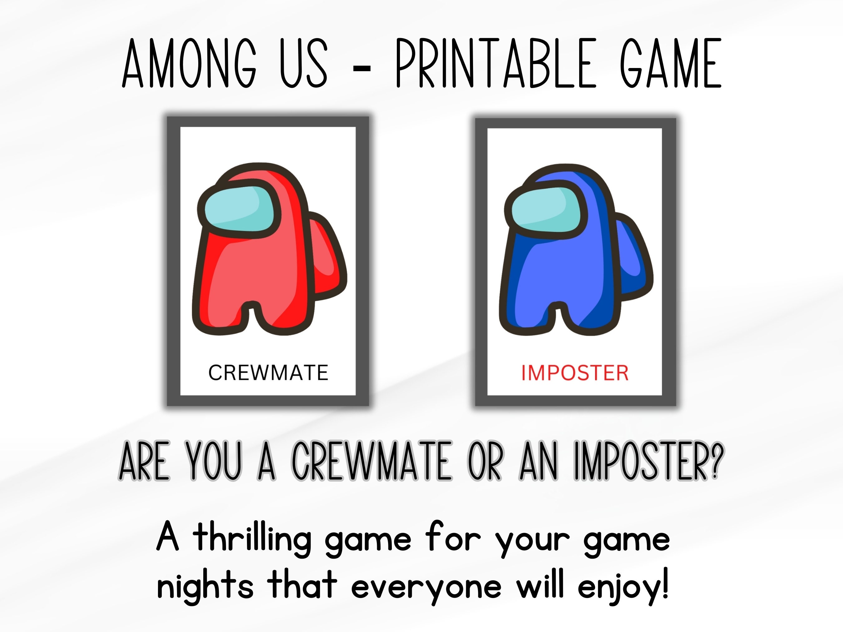 Among Us, Printable Game, Card Game, Fun Game, Family, Friends Fun ...