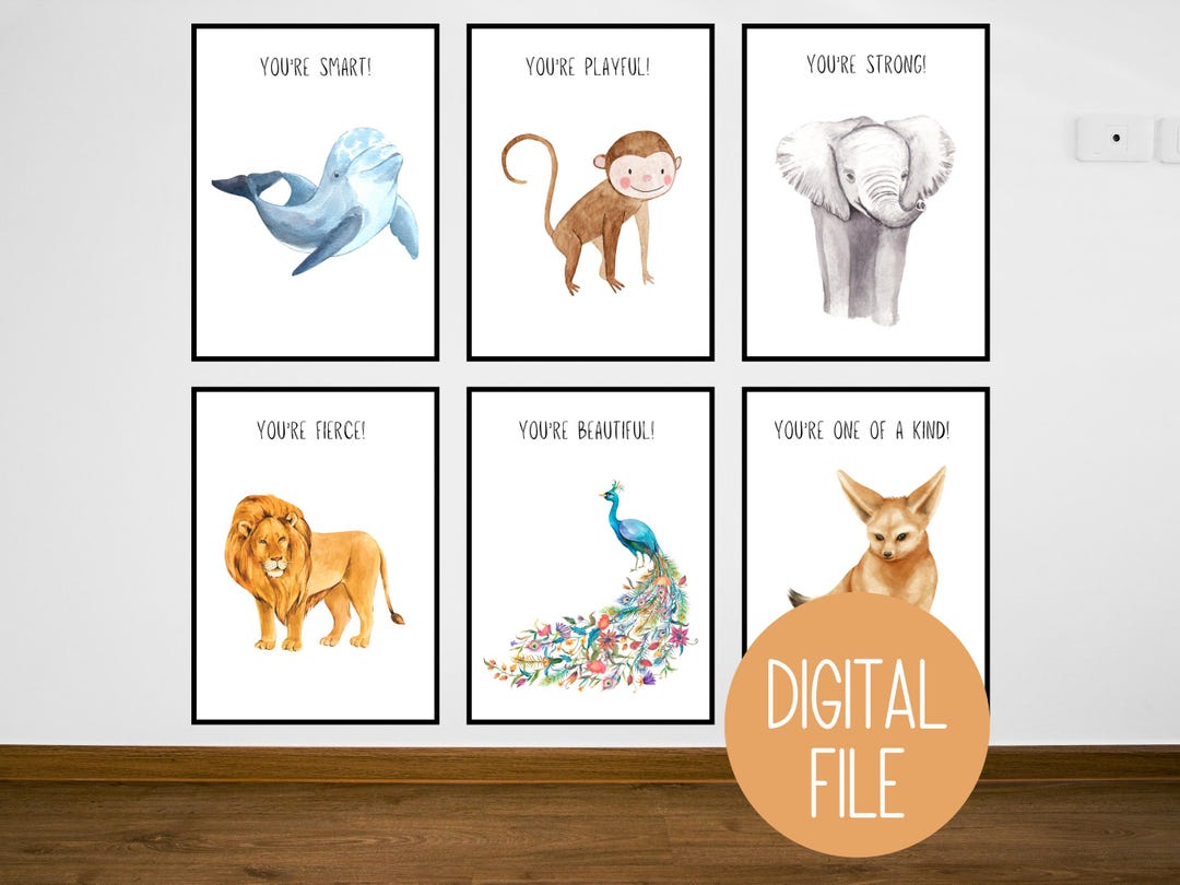 Watercolor Animal Prints: Positive Affirmations Nursery Decor (digital ...