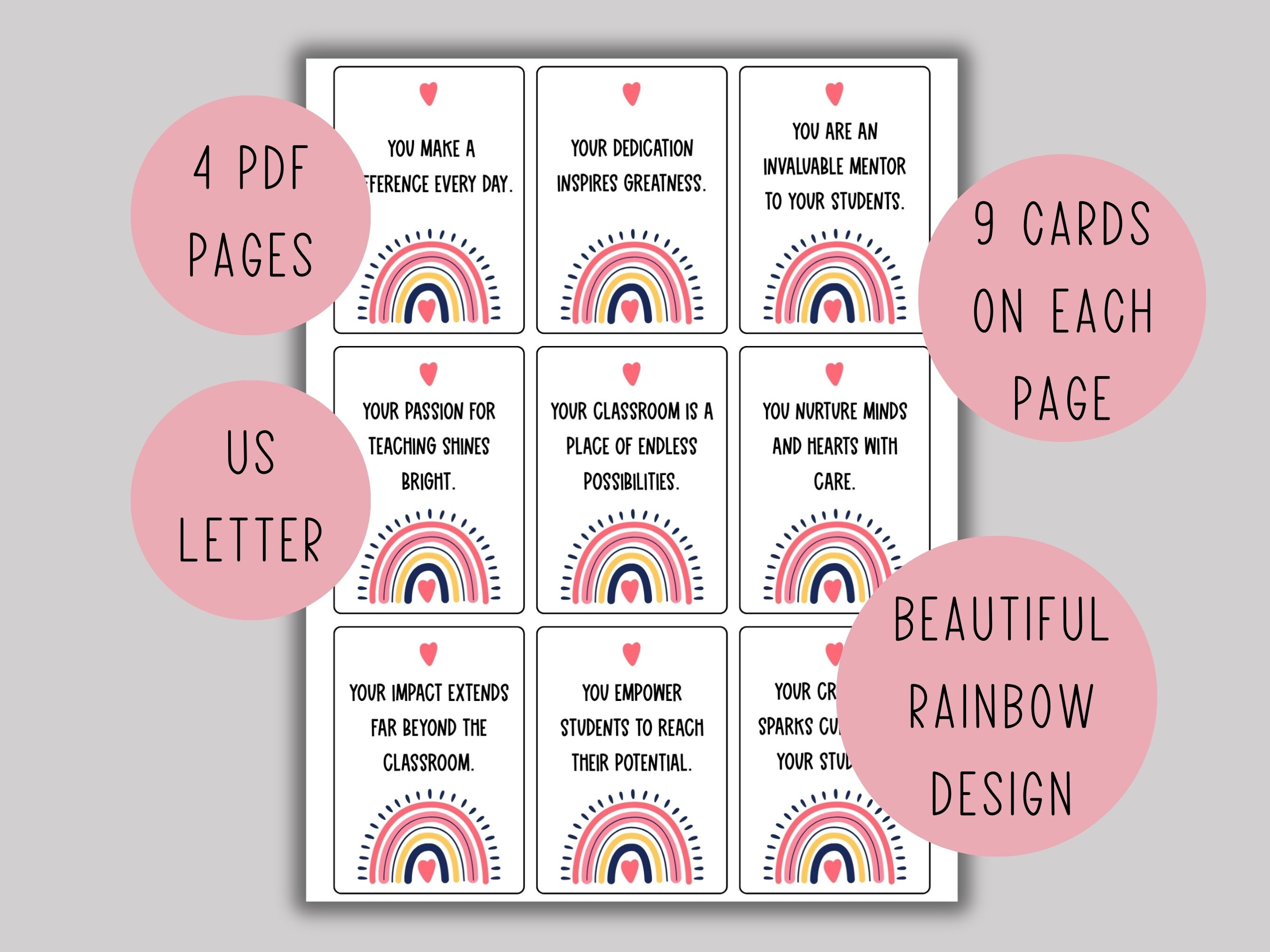 Teacher Affirmation Cards, Teacher Appreciation Gift, Printable Cards ...